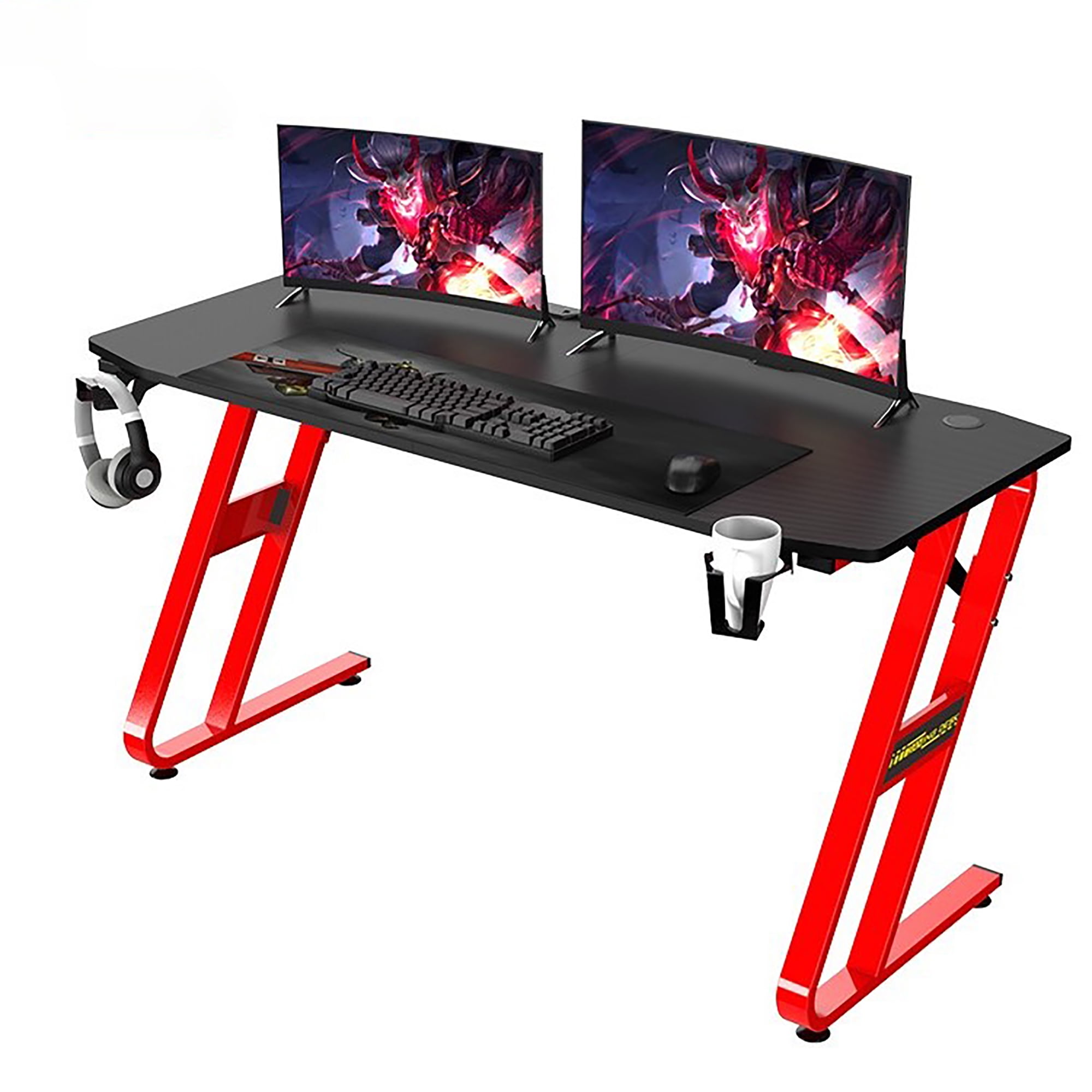 140x65x75cm Gaming Desk, Ergonomic Office PC Computer Desk with Large ...