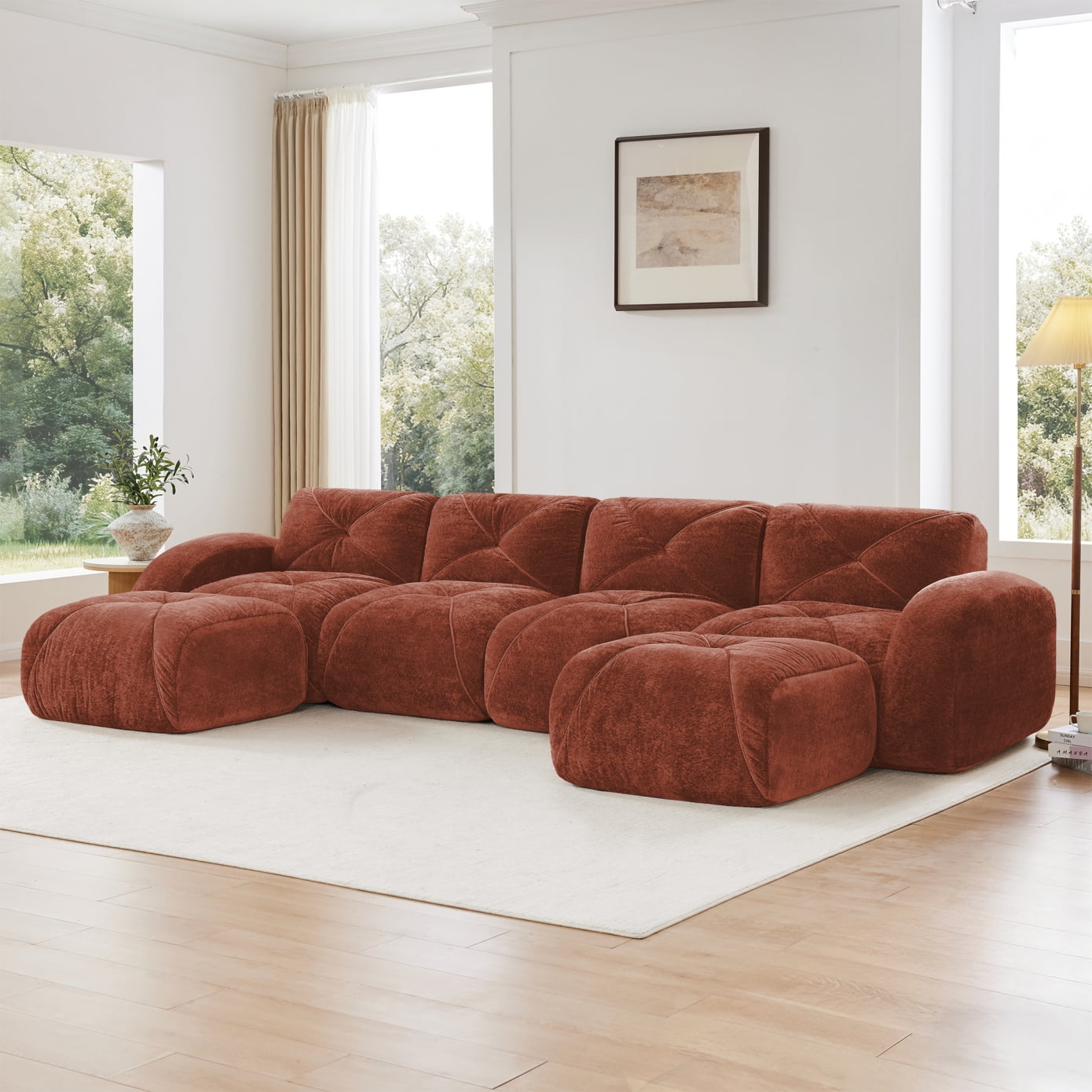 141" Oversized Modular Sectional Sofa, U-Shaped Boneless Couch with ...