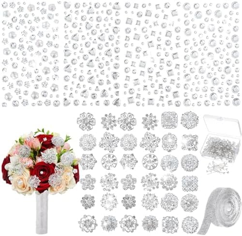 141 Pcs Bouquet Pins Flower Brooch Wedding Bouquet Kit Self Adhesive ...