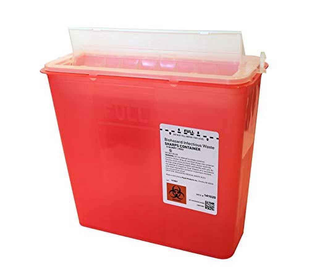 TeviRoom Wall Mounted Sharps Container, 5 Qt, Red, Medical Disposal ...