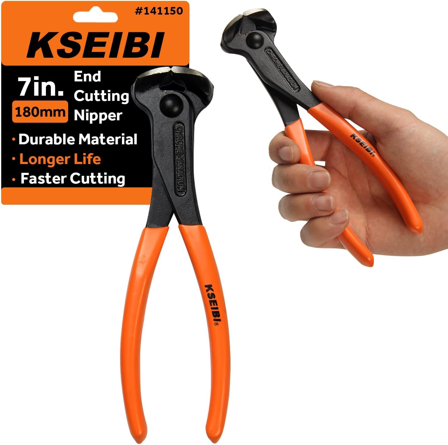 141150 End Cutting Pliers 7 Inch Grip Handle Black Finish Chrome ...