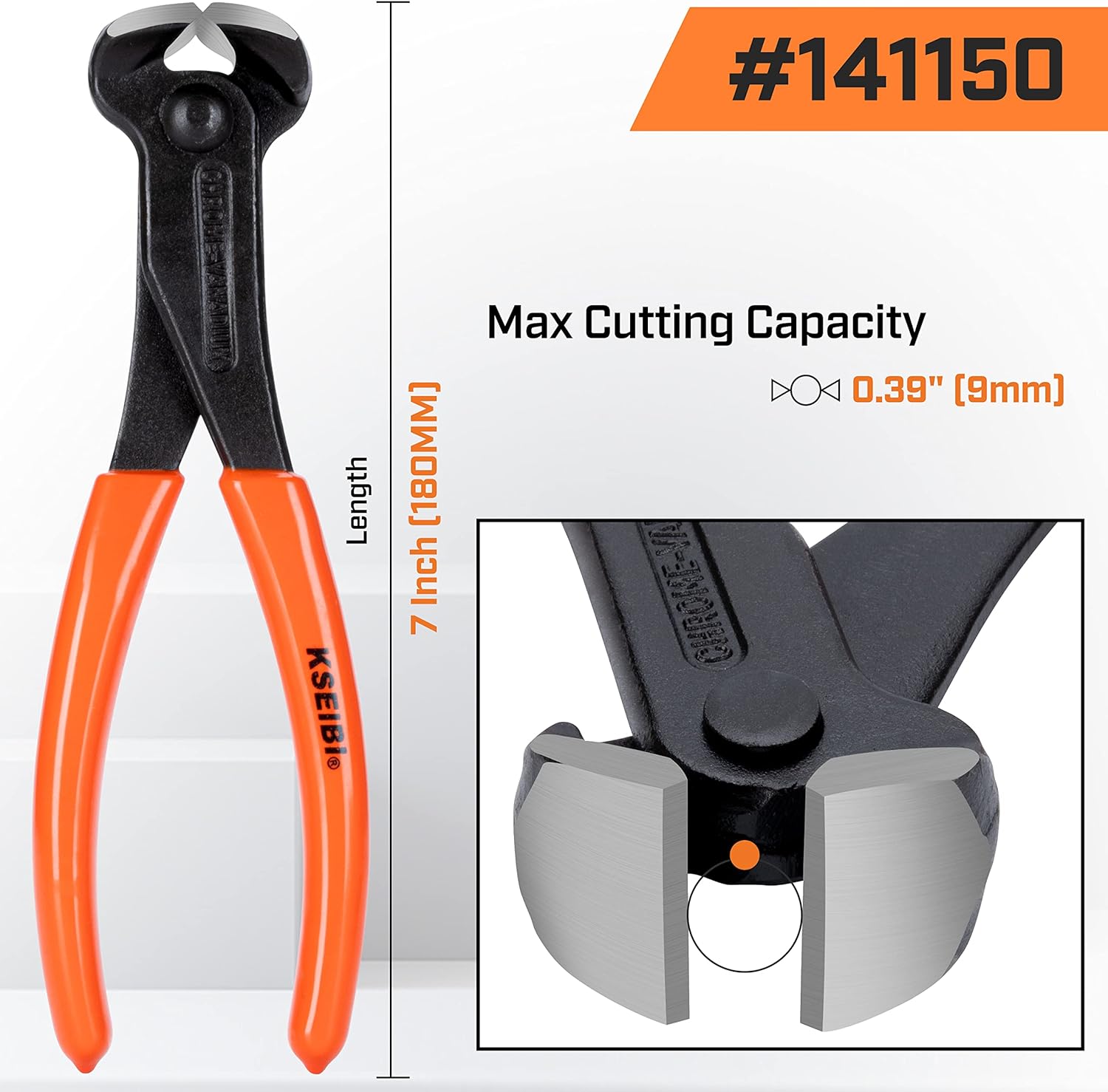 141150 End Cutting Pliers 7 Inch Grip Handle Black Finish Chrome ...