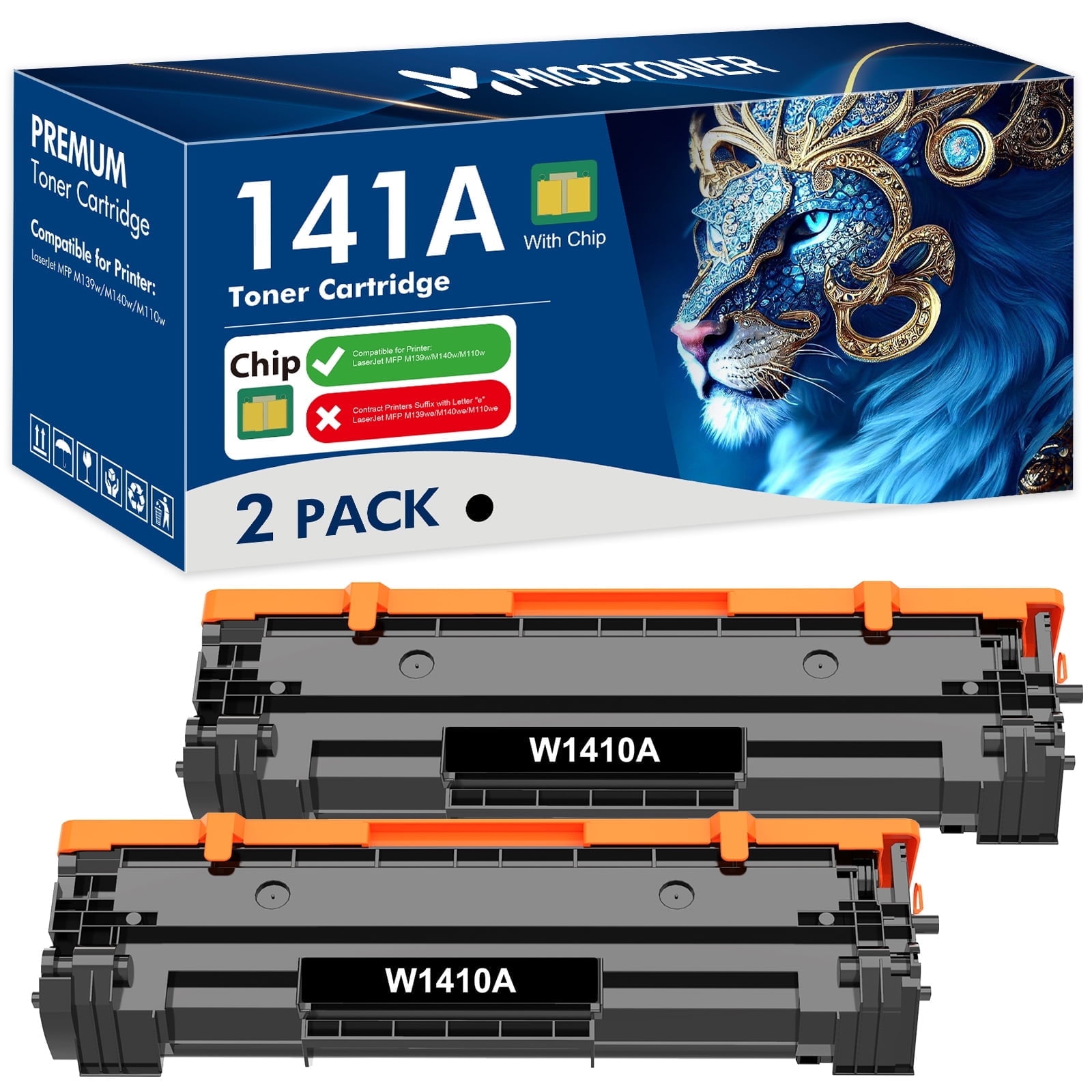 MICOTONER Compatible HP 141A W1410A Black Toner Cartridge 2-Pack for ...