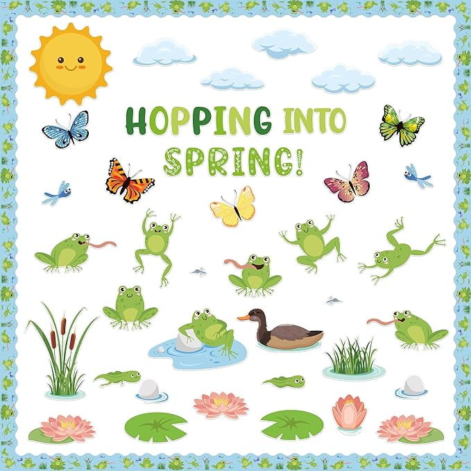 141Pcs Spring Frog Bulletin Board Classroom Decoration Hopping Into ...