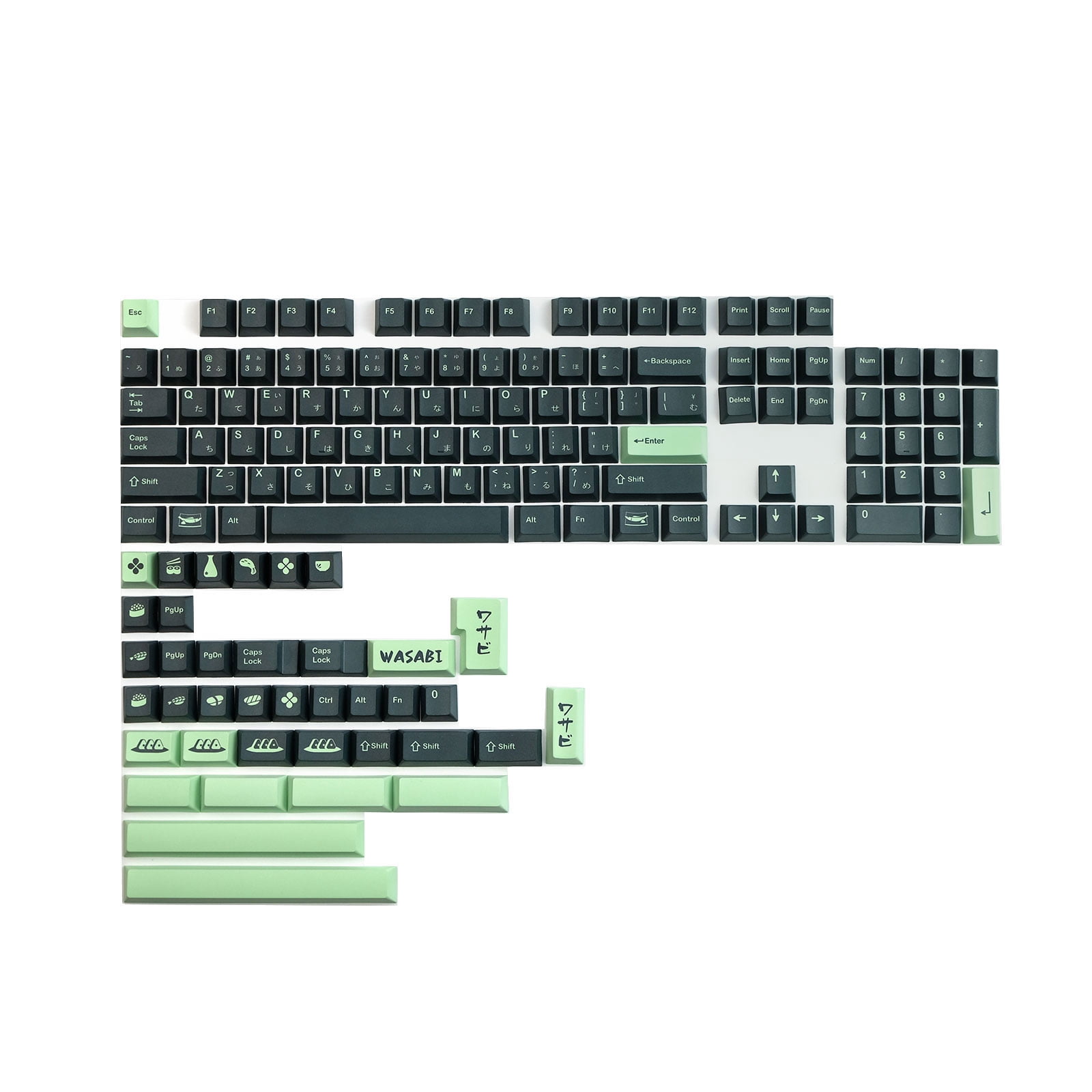 142-Key Keycaps Dye Sublimation Wasabi Fonts PBT Keycap Set For ...