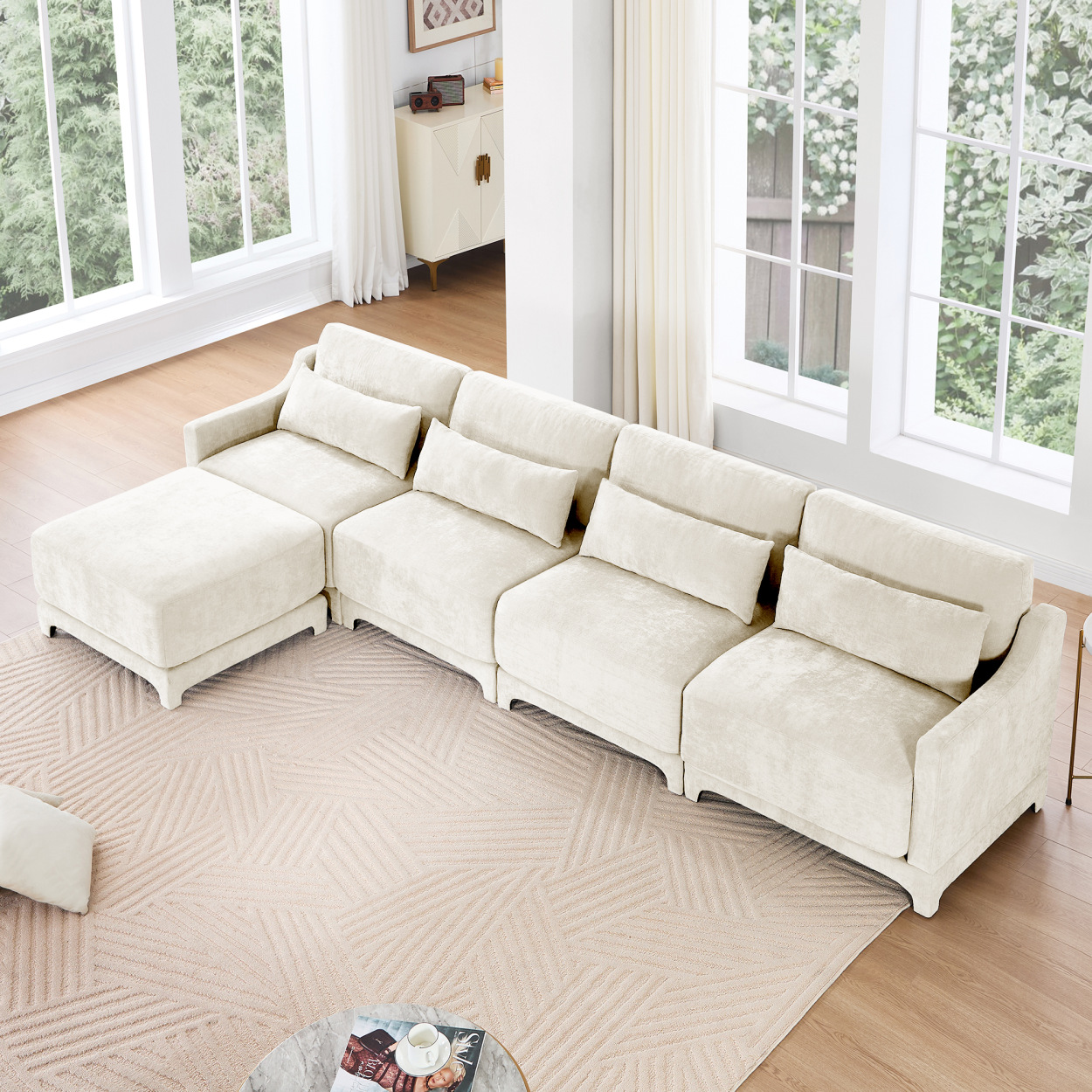 142'' Oversized Modular Sectional Sofa with 11.8-Inch Thick Cushions, L ...