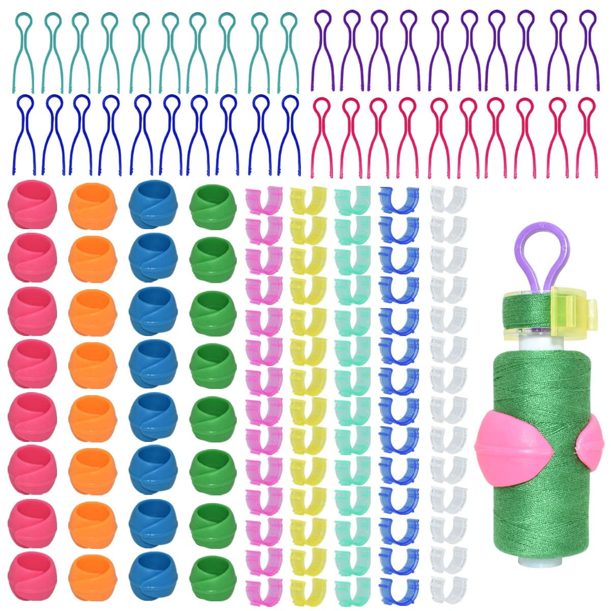 142 Pcs Bobbin Thread Organizing Clips, 70 Bobbin Holder Clips Color ...
