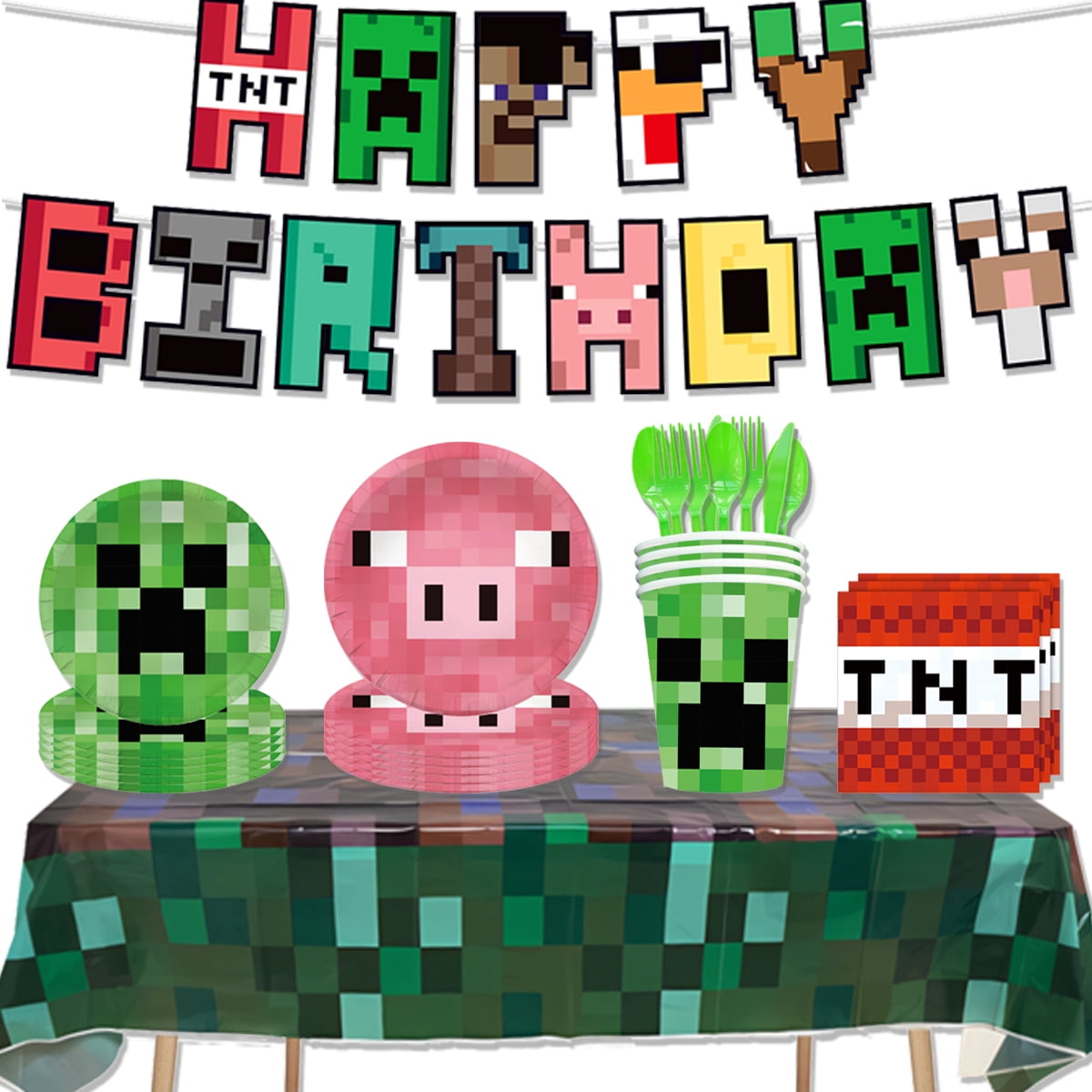 142 Pcs Pixel Party Decorations Gamer Party Supplies Video Game ...