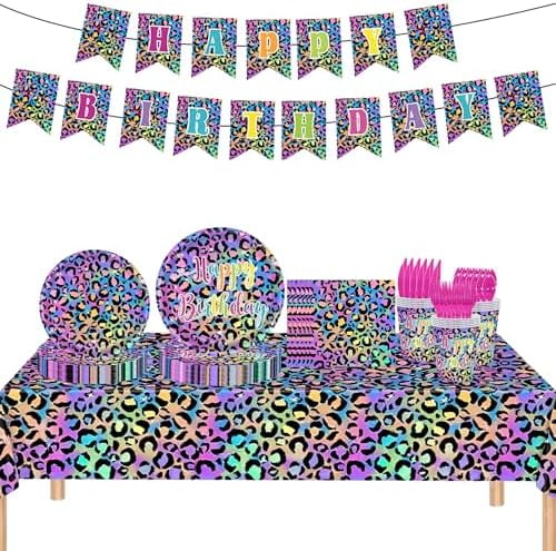 142PCS Leopard Print Party Decorations,Jungle Animal theme Decorations ...