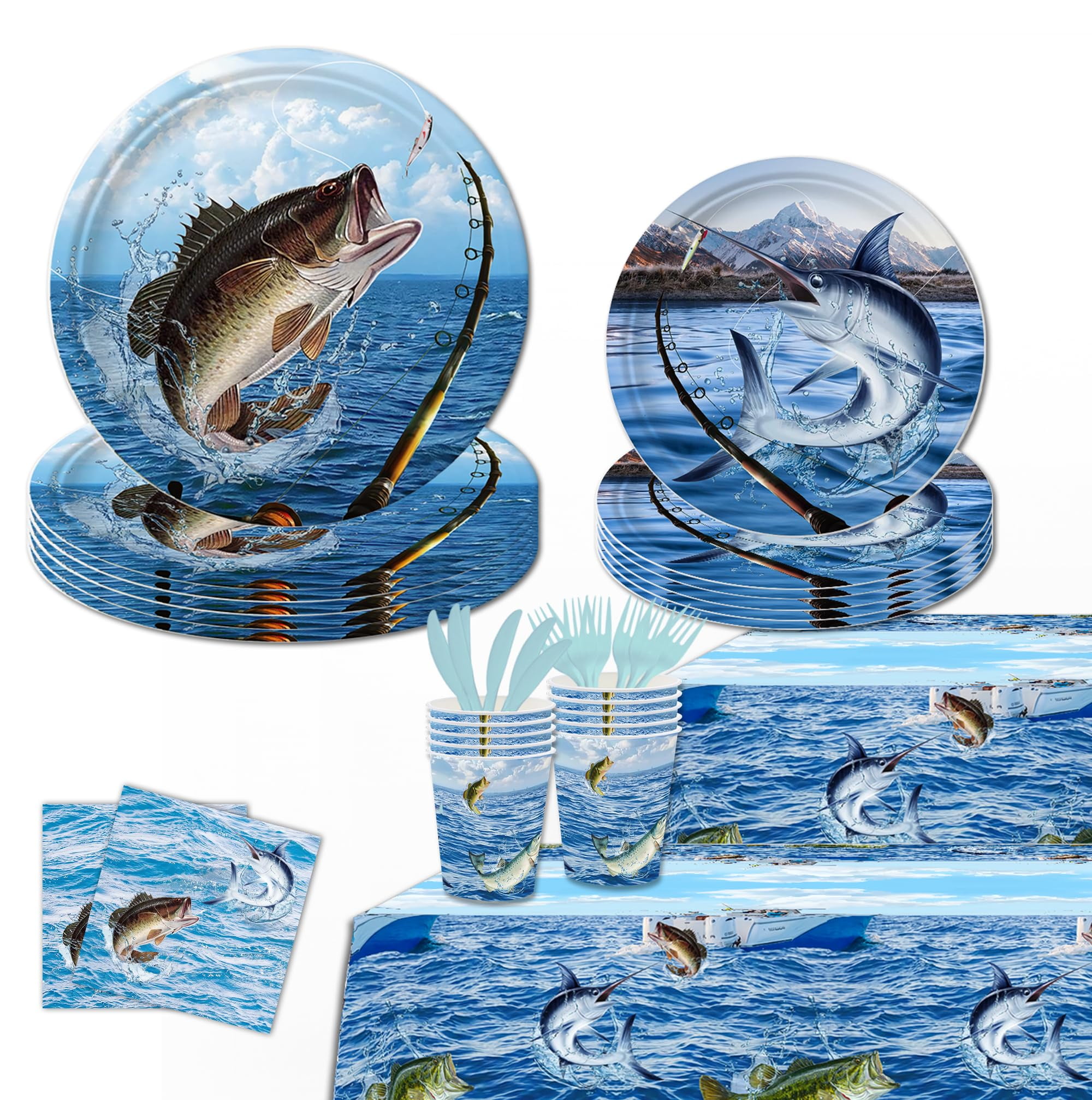 142Pcs Gone Fishing Party Decorations Fishing BSL1 Birthday Party ...