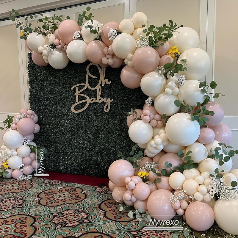 142Pcs Neutral Boho Balloon Arch Garland Kit, Dusty Pink Sand White ...