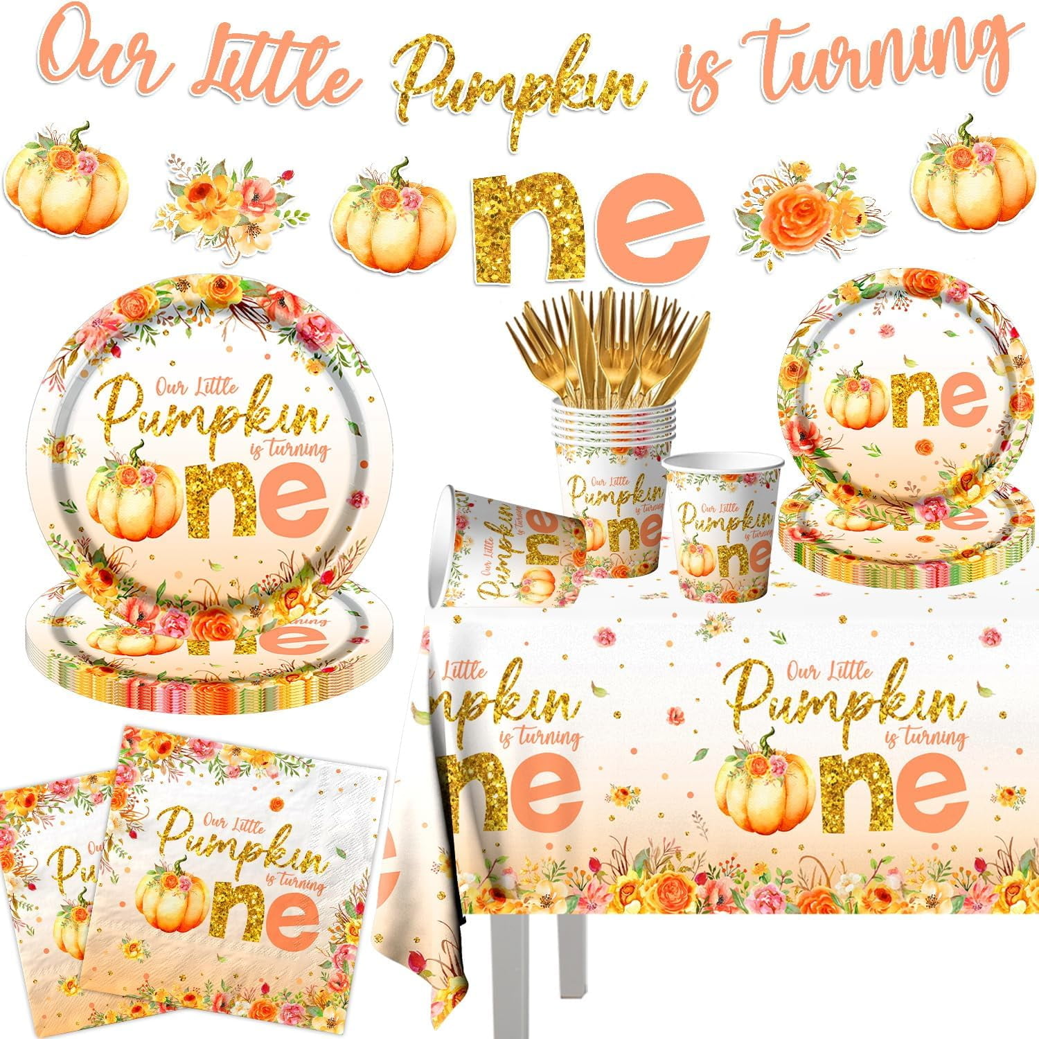 142pcs Little Pumpkin First Birthday Decorations for Girl, Our Little ...