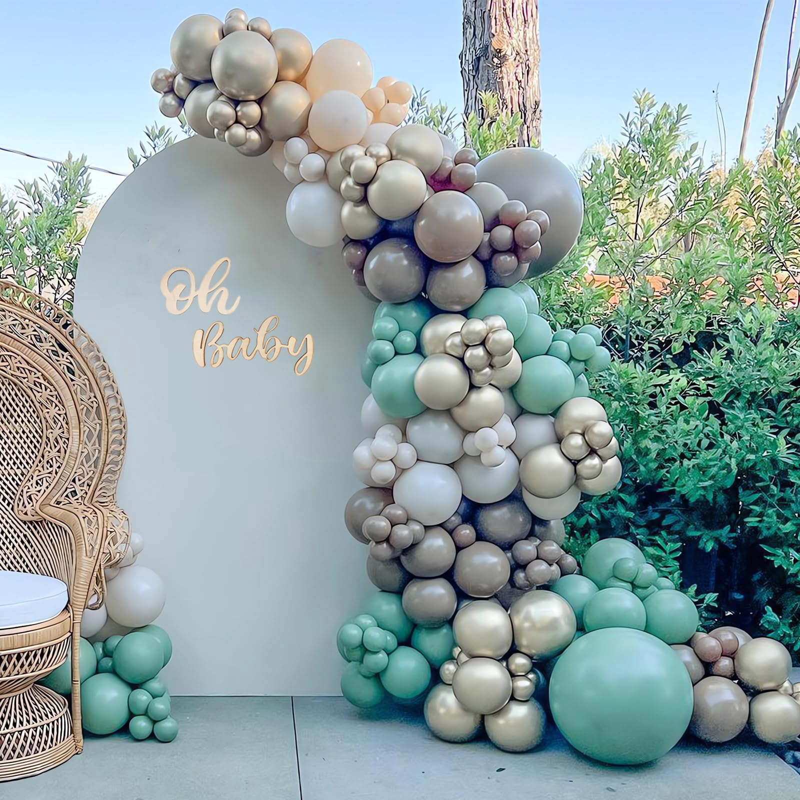 142pcs Sage Green Balloon SSF20 Garland Arch Kit Jungle Safari Woodland ...