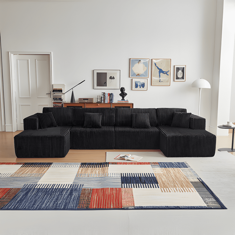 143" Cloud Modular Sectional Couche Sofa with U-Shape Chaise, Modern ...