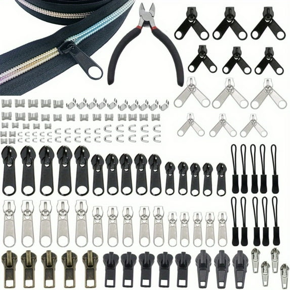 143 PCS Zipper Repair Kit Zipper Replacement with Install Plier for ...