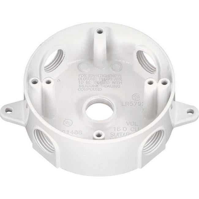 143854WH 4.18 in. White Round Weatherproof Outlet Box - Walmart.com