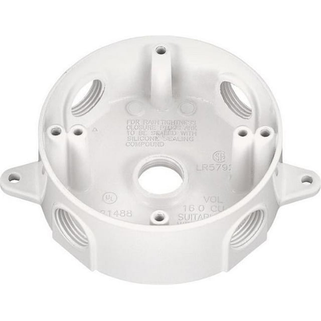 143854WH 4.18 in. White Round Weatherproof Outlet Box - Walmart.com