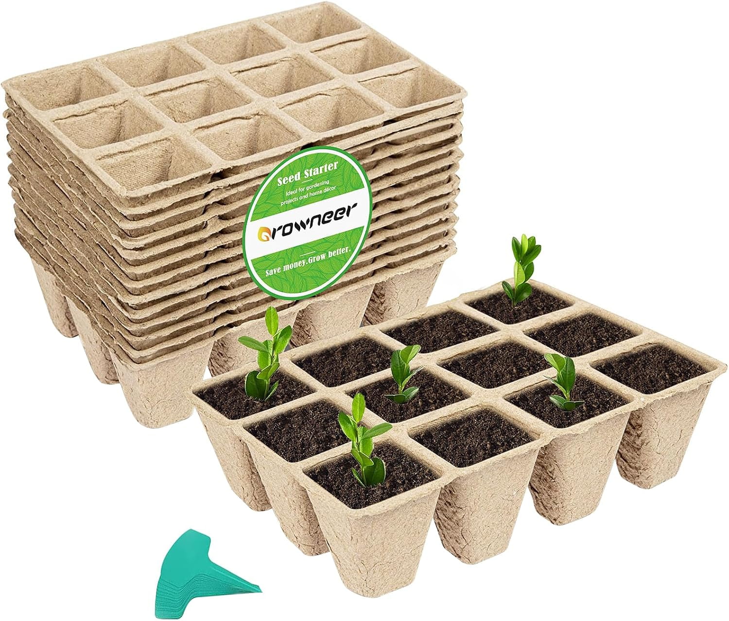 144 Cells Peat Pots Seed Starter Trays, 12 Packs Biodegradable Seedling ...