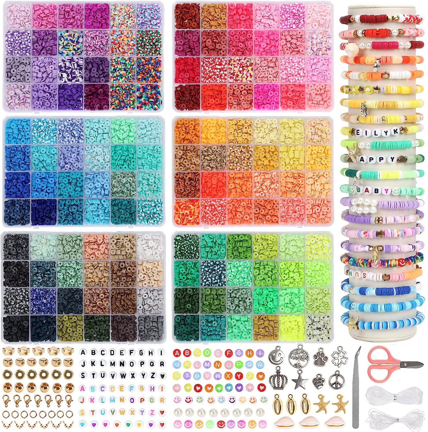 Luopital Kids Art Set: 144 Colors Clay Beads, 17200Pcs Bracelet Making ...