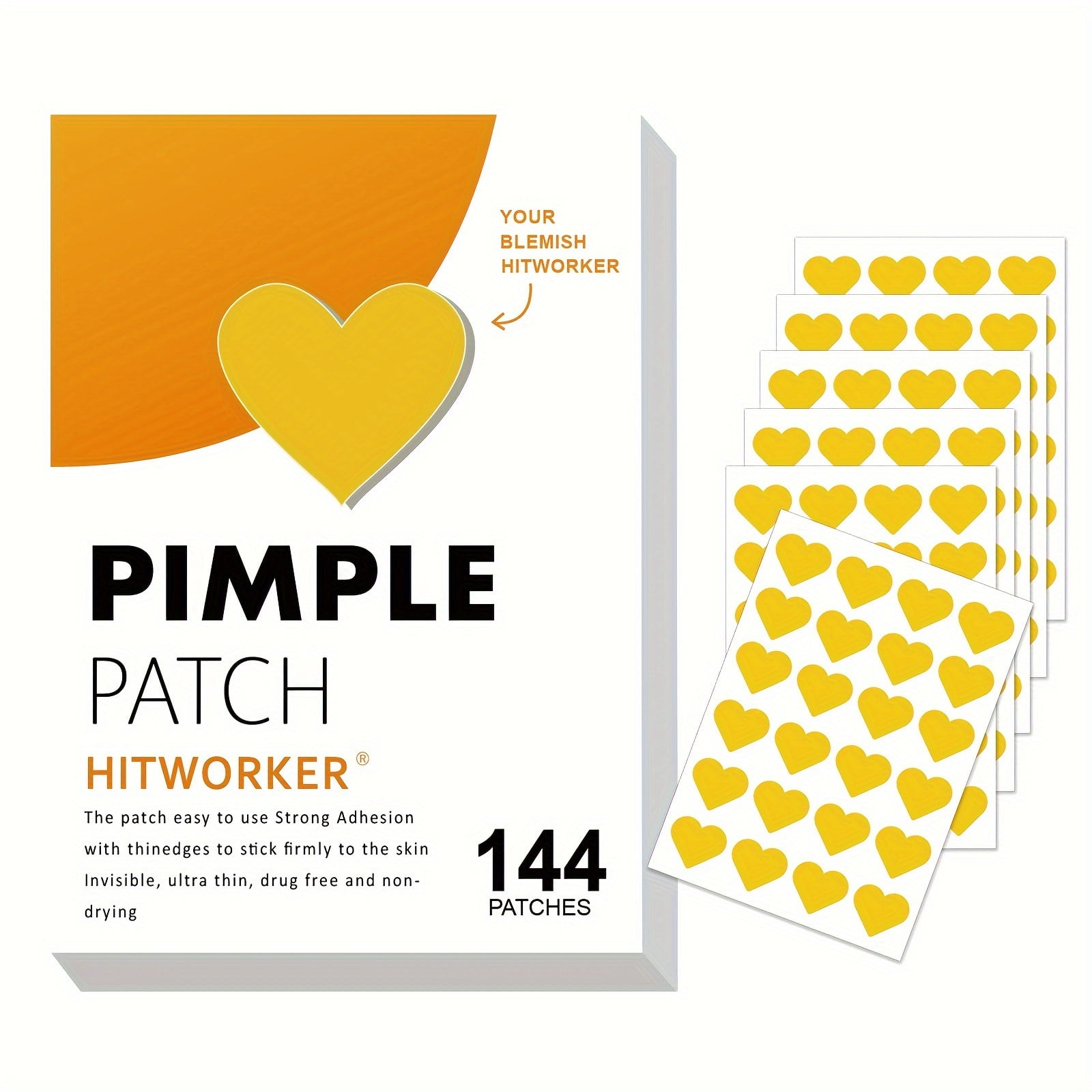 144 Count Heart-Shaped Hydrocolloid Acne Patch, Invisible Pimple Cover ...