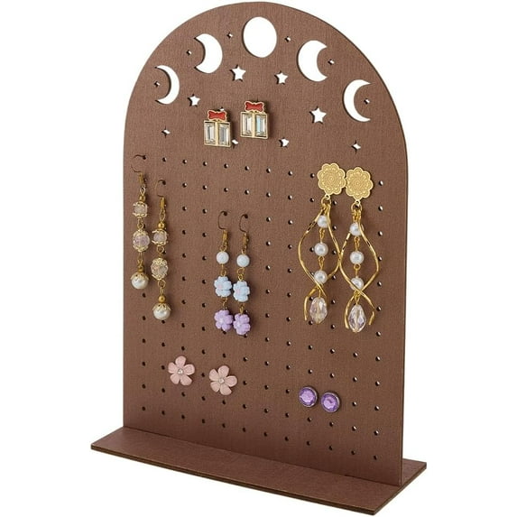 144 Holes Wood Earring Holder Hollow Moon Star Earring Display Stand ...