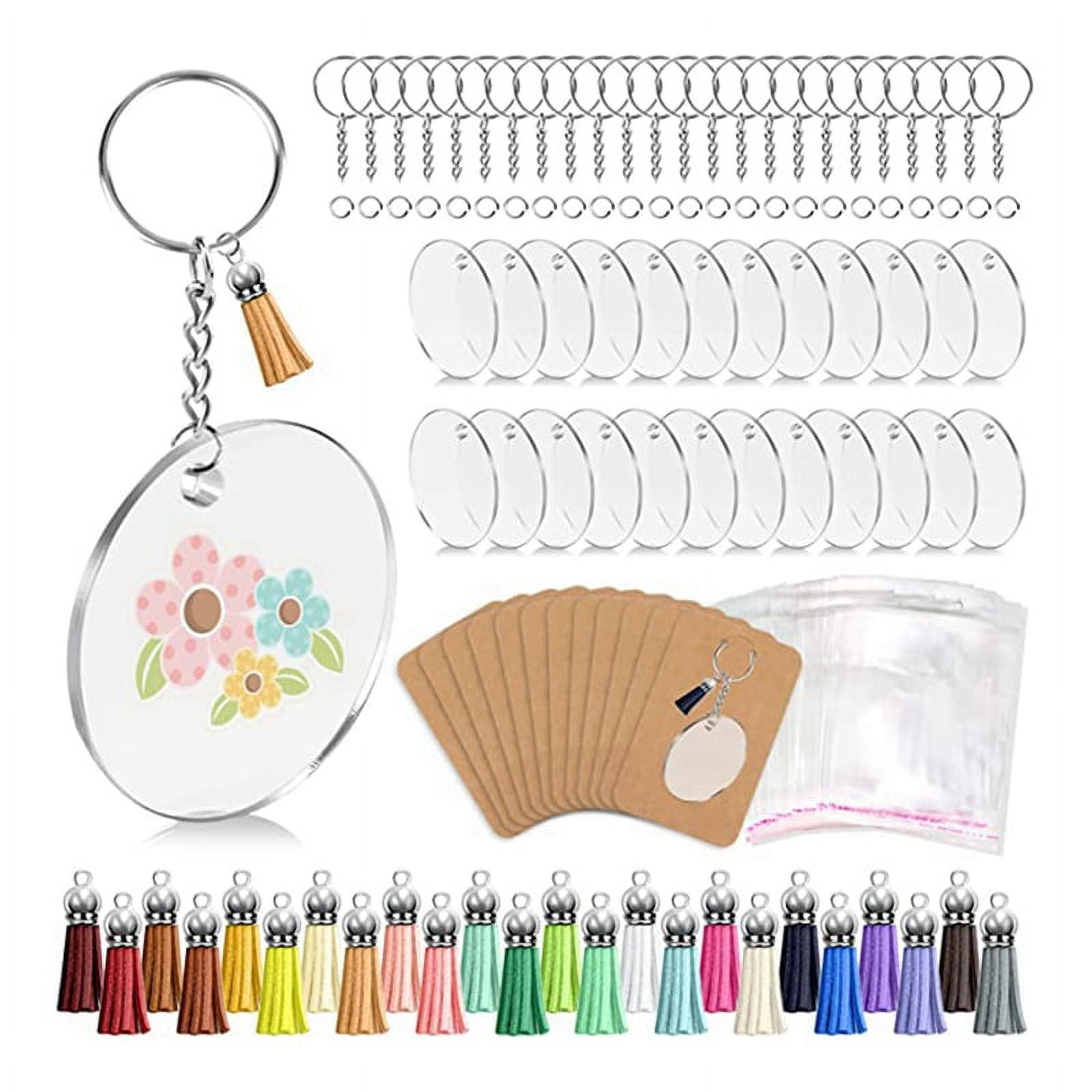 144 PCS Acrylic Keychain Blank Set,Key Chain for Vinyl Key Come with ...