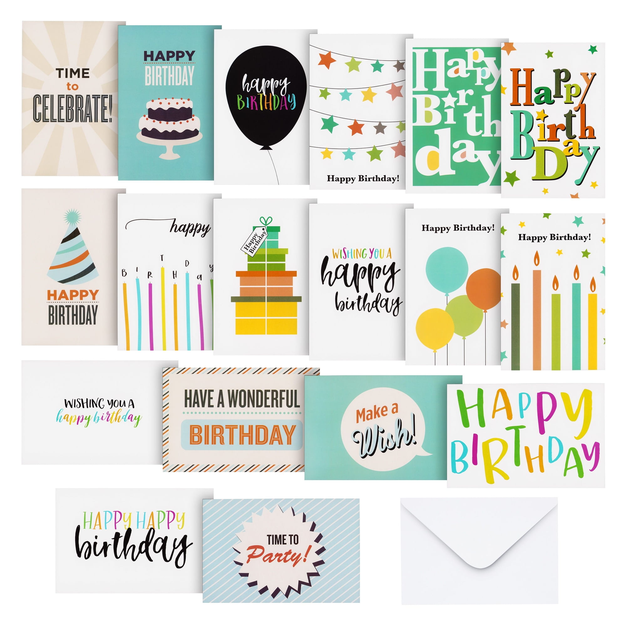 144 Pack Birthday Cards Assortment Bulk Set with Envelopes, 18 Designs ...