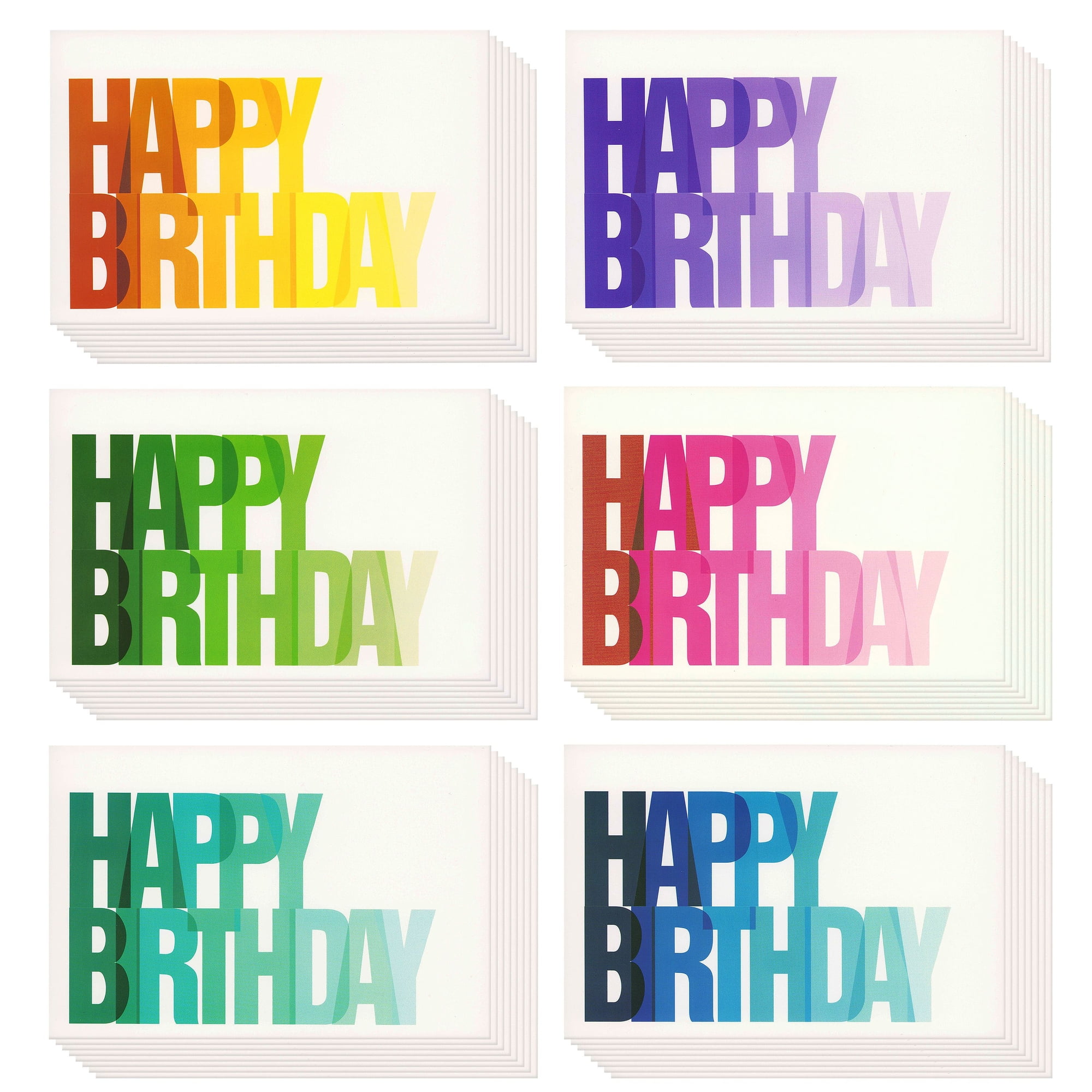 Best Paper Greetings 144 Pack Colorful Ombre Birthday Cards with ...