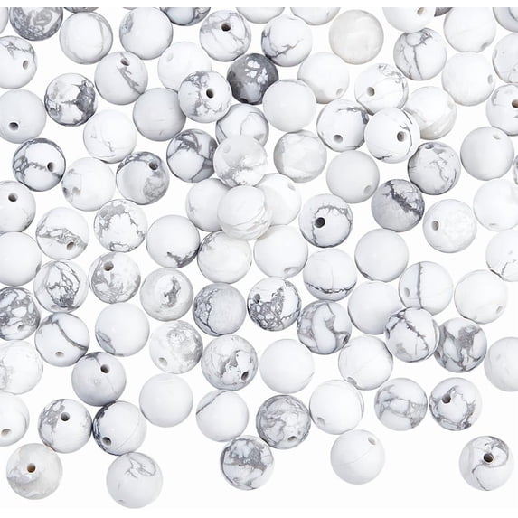 144 Pcs 3 Strands Natural Howlite Beads 8MM Frosted Stone Beads Loose ...