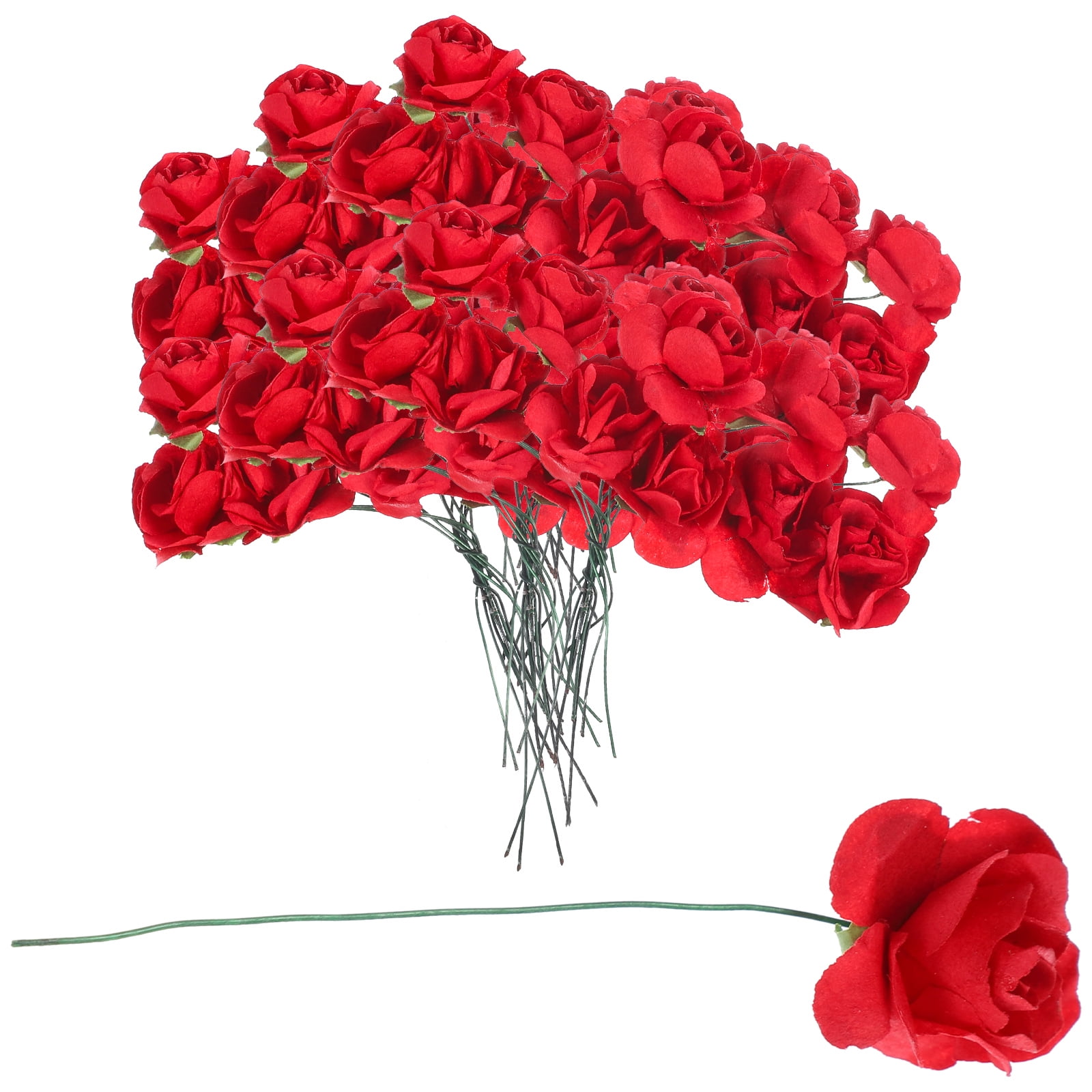 144 Pcs Decorations Real Paper Rose Simulation Roses 8X1.5cm Red ...
