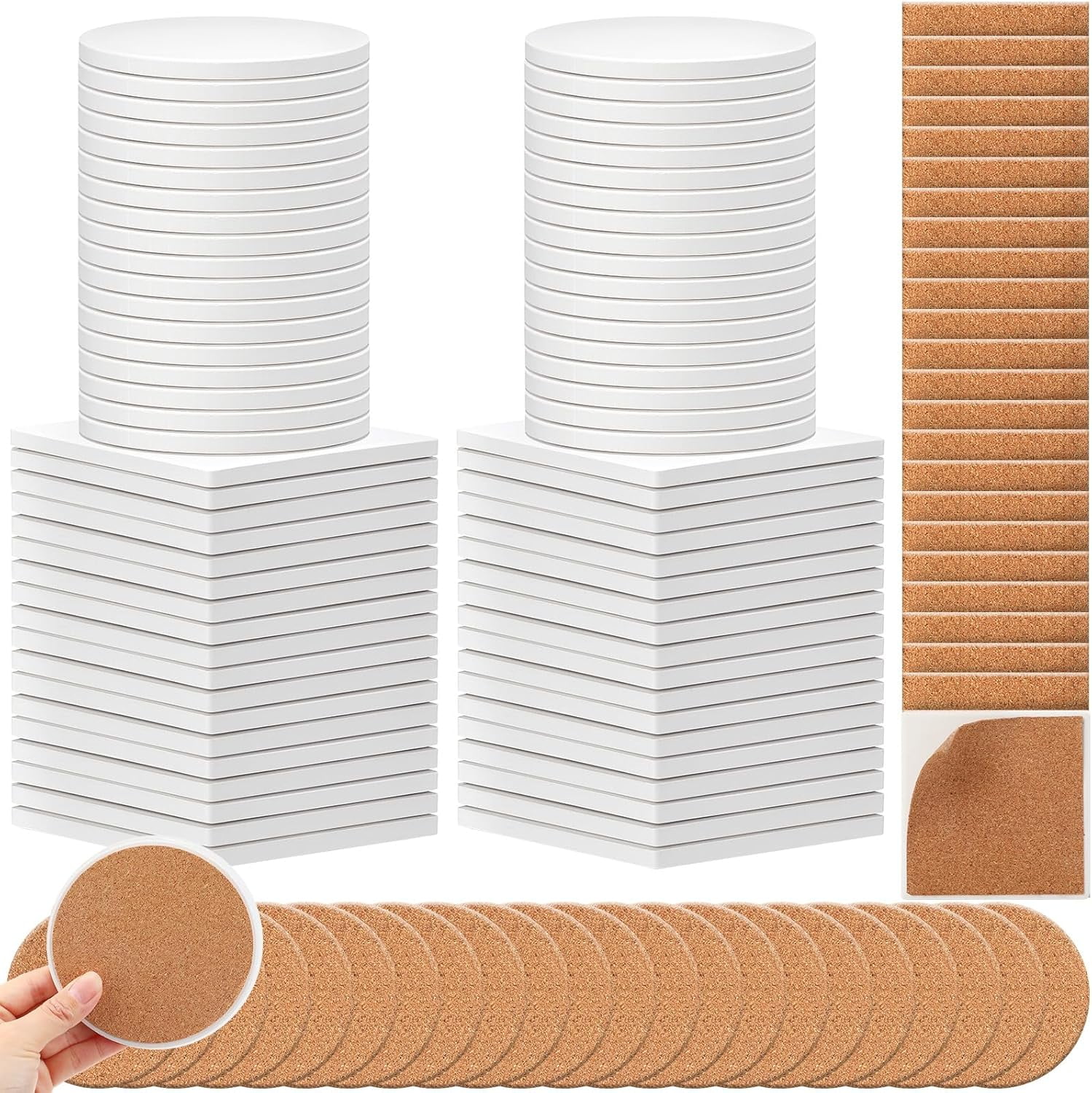 144 Pieces Ceramic Tiles for Crafts Coasters White Blank Unglazed ...