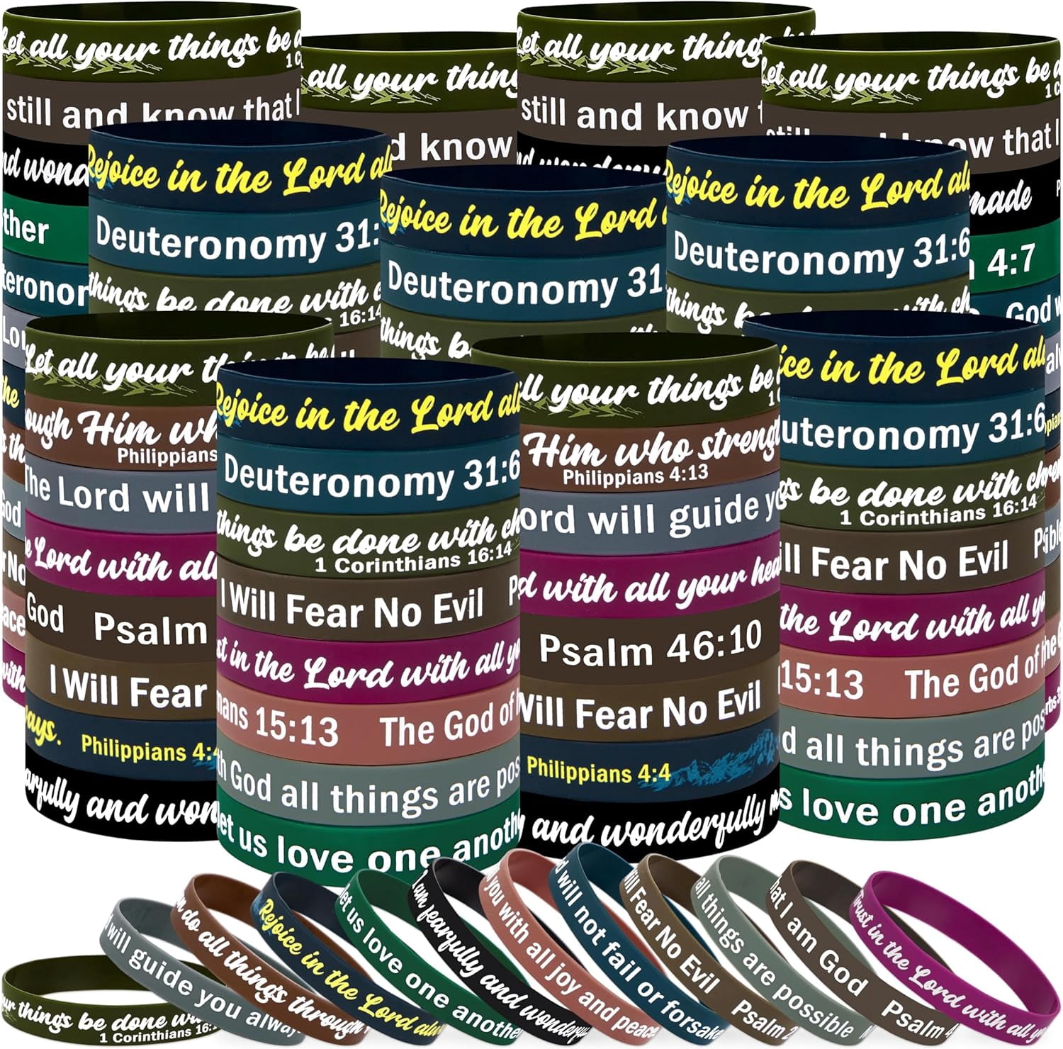 144 count Verse Bracelets - Christian Religious Scripture Wristbands ...