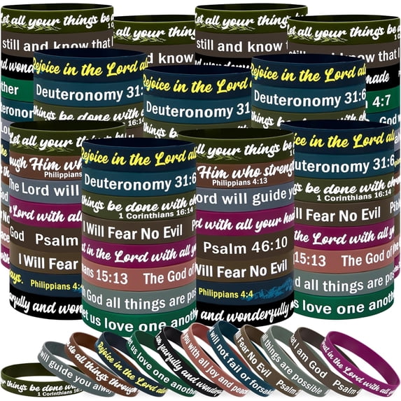 144 count Verse Bracelets - Christian Religious Scripture Wristbands ...