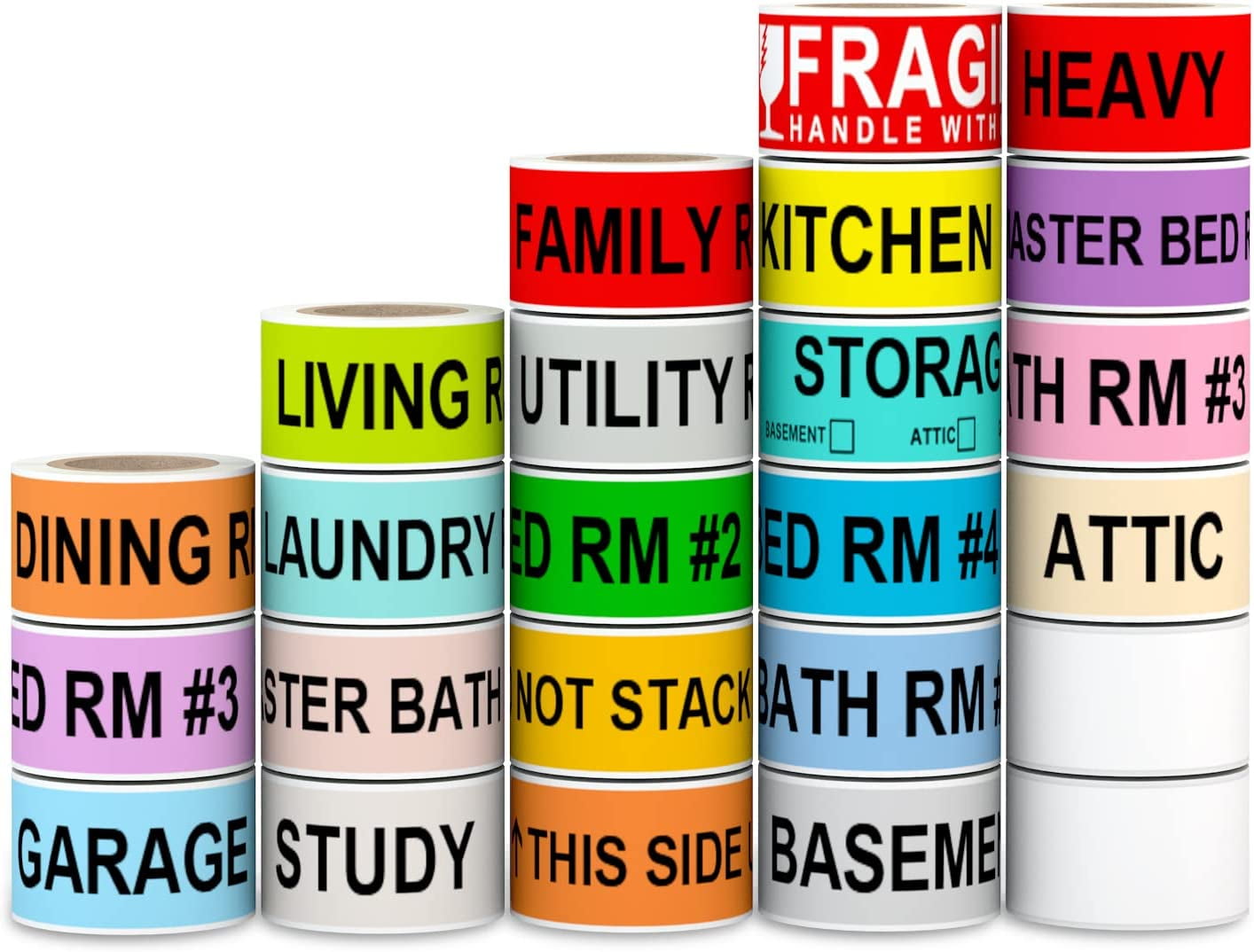 1440 Count Home Moving Labels,24 Rolls Different Color Coding Moving ...