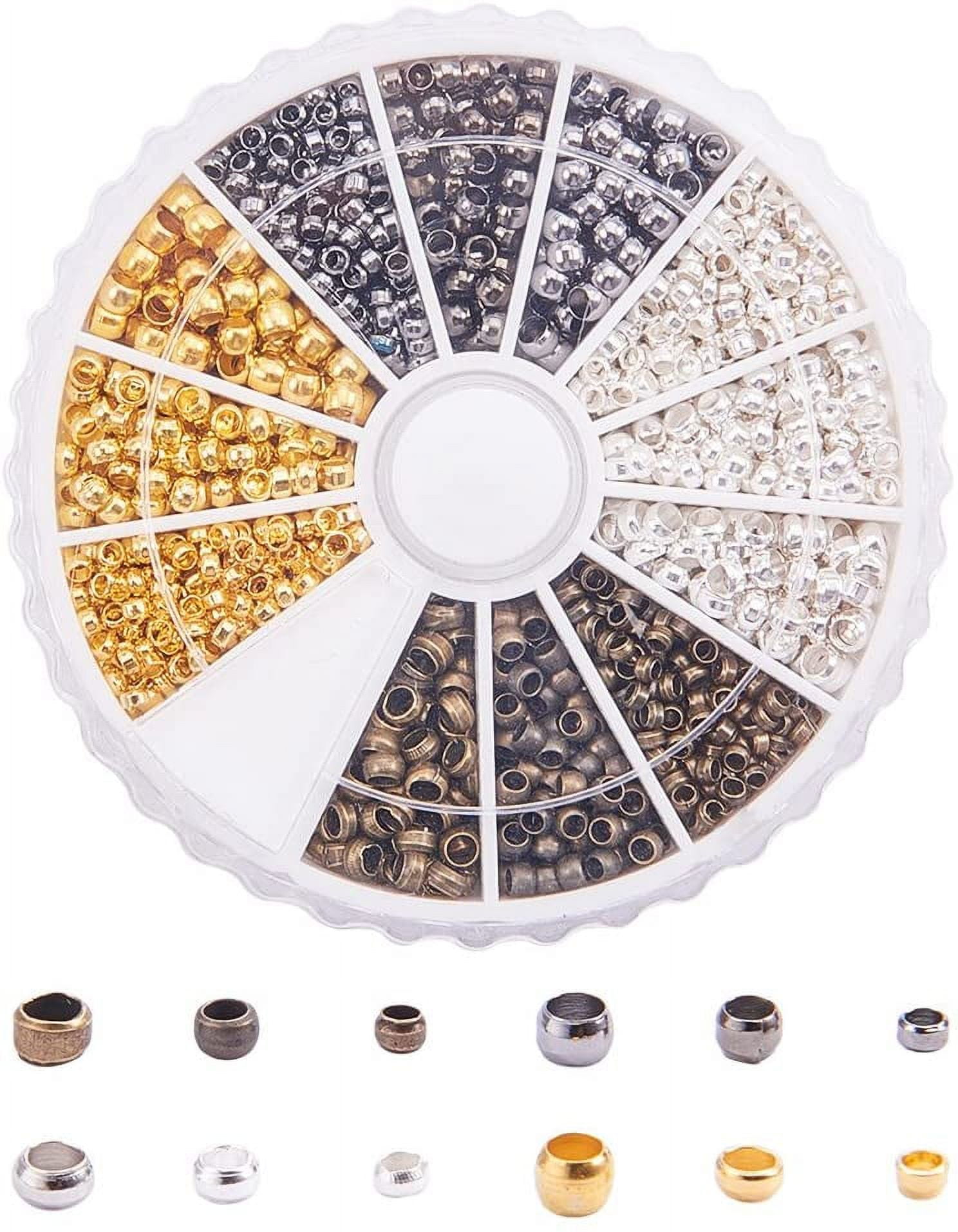 1440 Pcs 4 Colors 3 Sizes Brass Tube Crimp Beads Cord End Caps Diameter ...