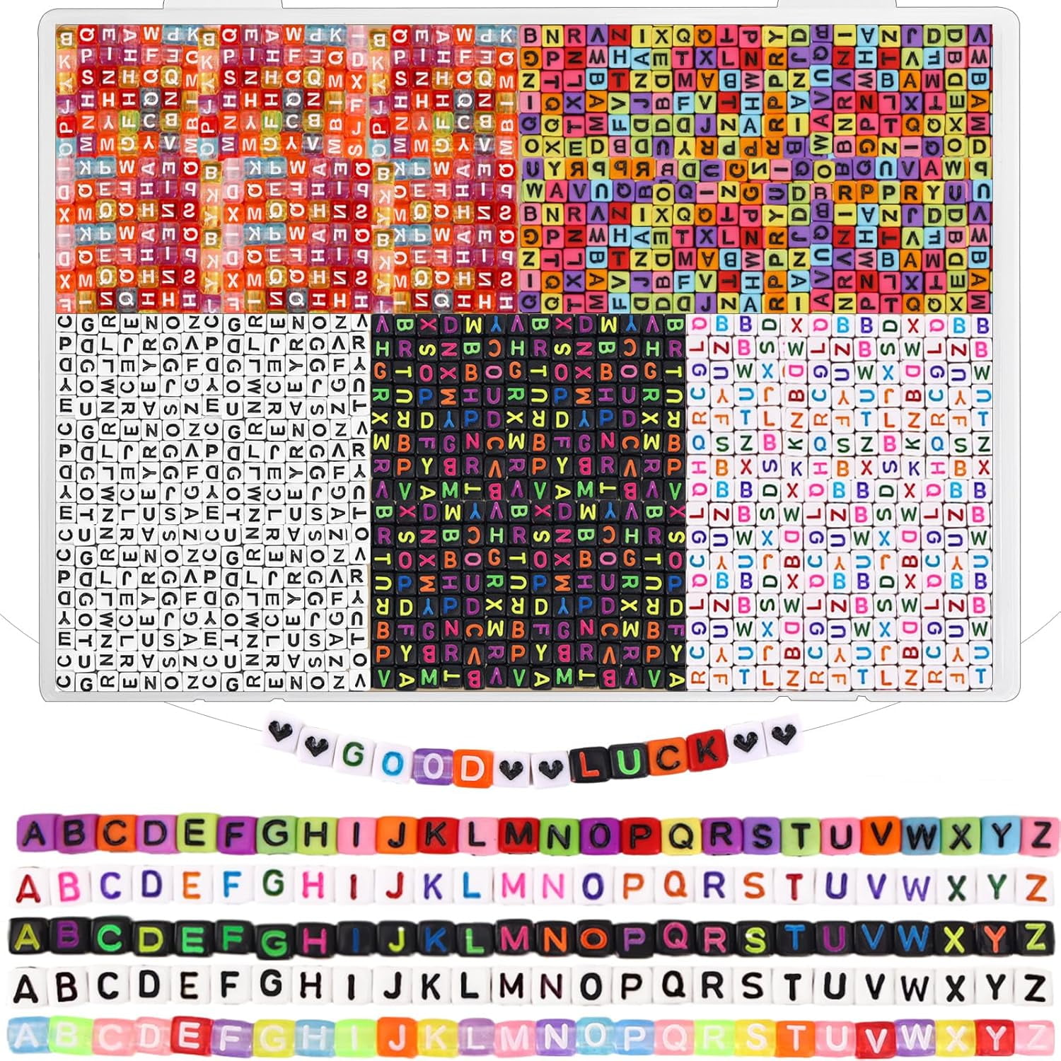 1440 count Letter Beads Multicolored Cube Sorted Alphabet Beads for ...