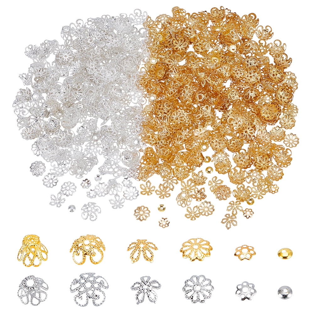 1440Pcs 12 Styles Iron Bead Caps Mixed Color 4~10x1~4mm Hole: 0.5~1.5mm ...