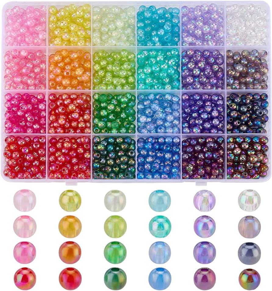 1440pcs 6mm Acrylic Round Beads for DIY Jewelry Making 24 Colors ...