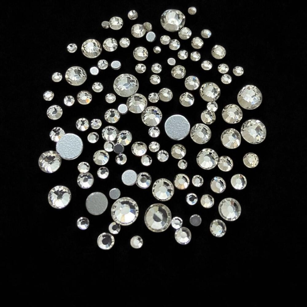 1440pcs Flat Back Nail Rhinestones Mixed White DIY Nail Art for Parties ...
