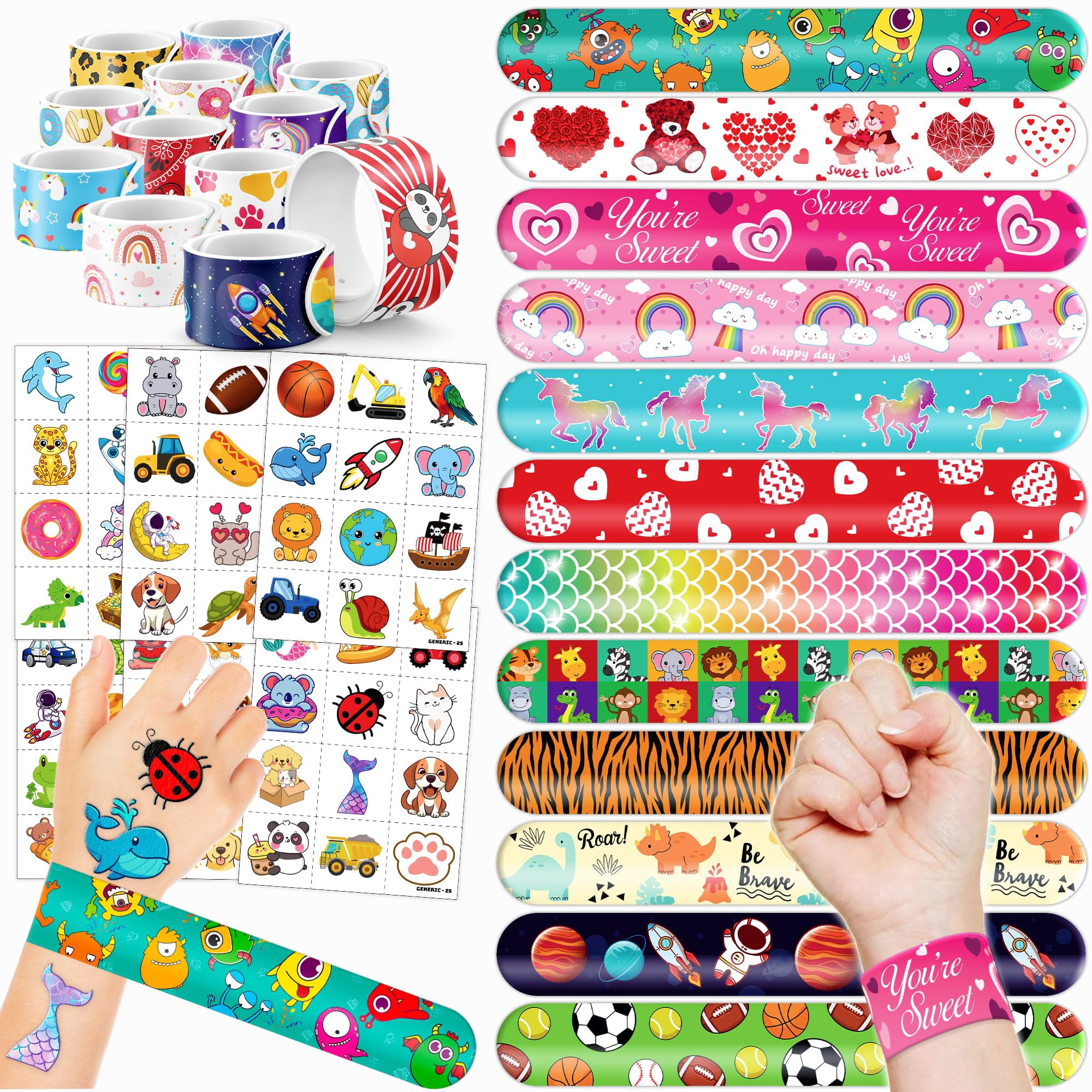144PCS Party Favor Classroom Prizes For Kids - 72 Pre-Cut Tattoos & 72 ...