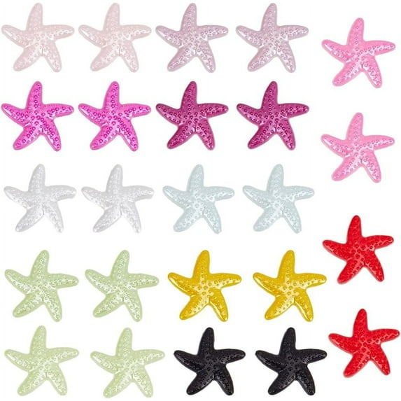 144Pcs 12 Colors Starfish Resin Charms Bulk Ocean Cabochon Mixed Color ...