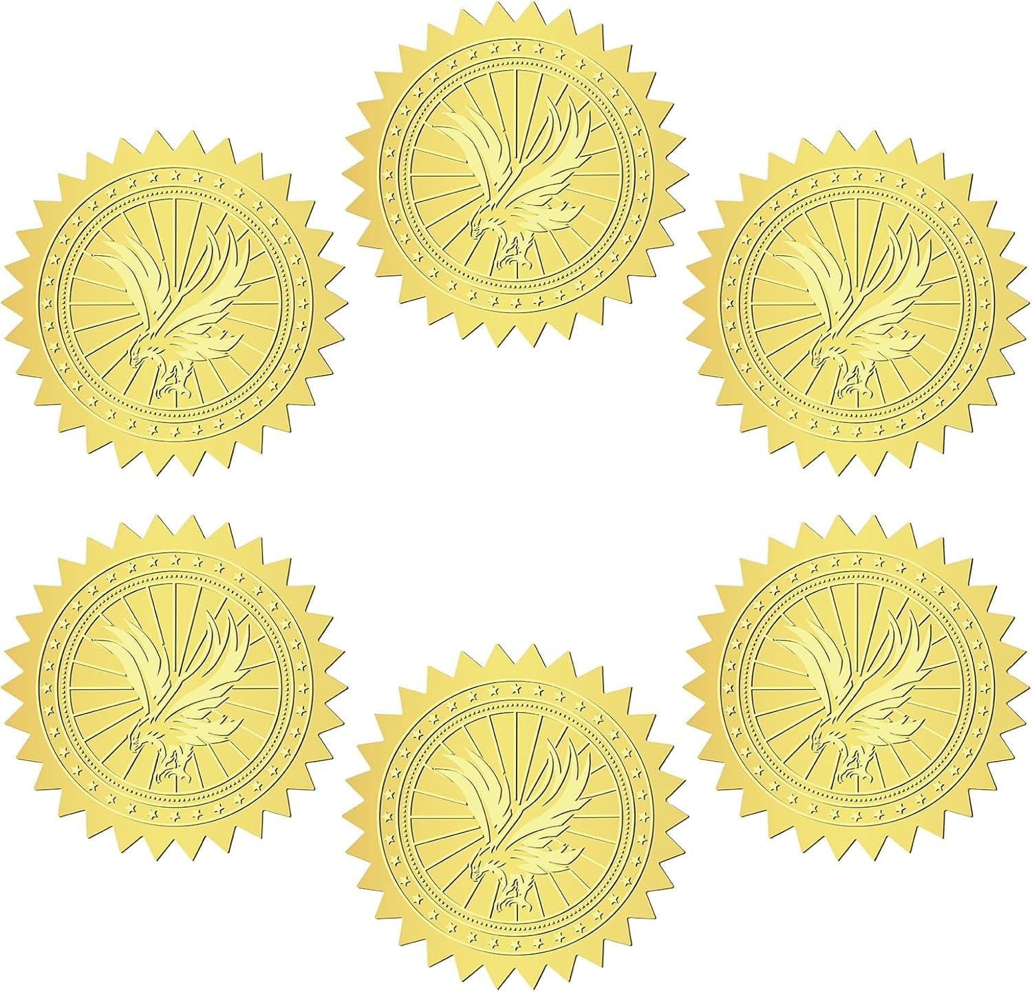 144Pcs Eagle Gold Foil Embossed Stickers 2 Inch Animal Certificate ...
