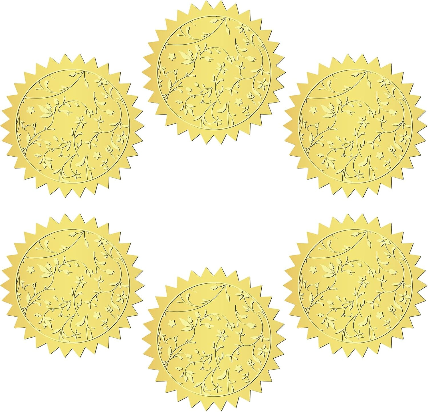 144Pcs Leaf Gold Foil Embossed Stickers 2 Inch Self Adhesive ...