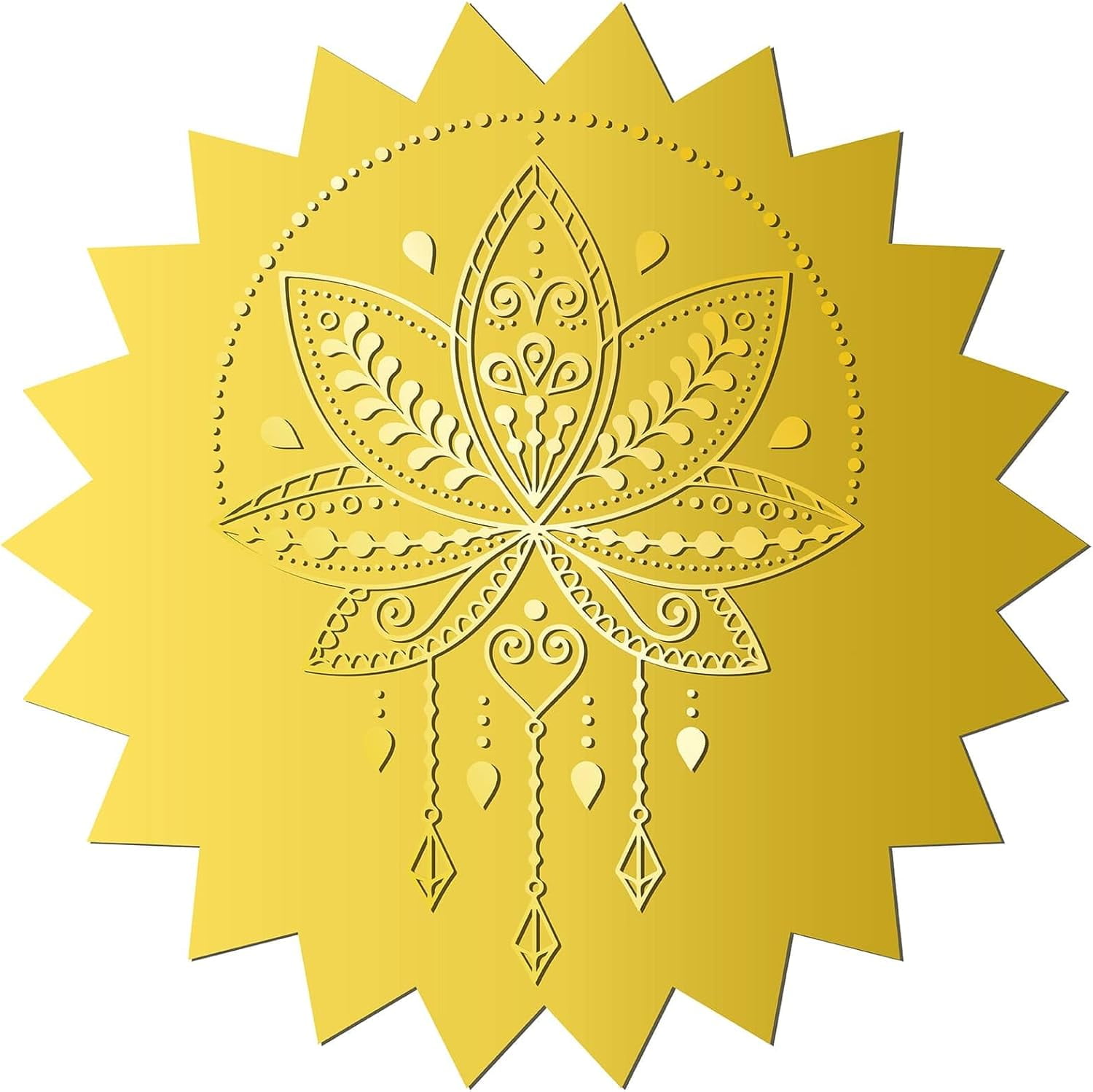 144Pcs Lotus Flower Gold Foil Embossed Stickers 2" Mandala Self ...