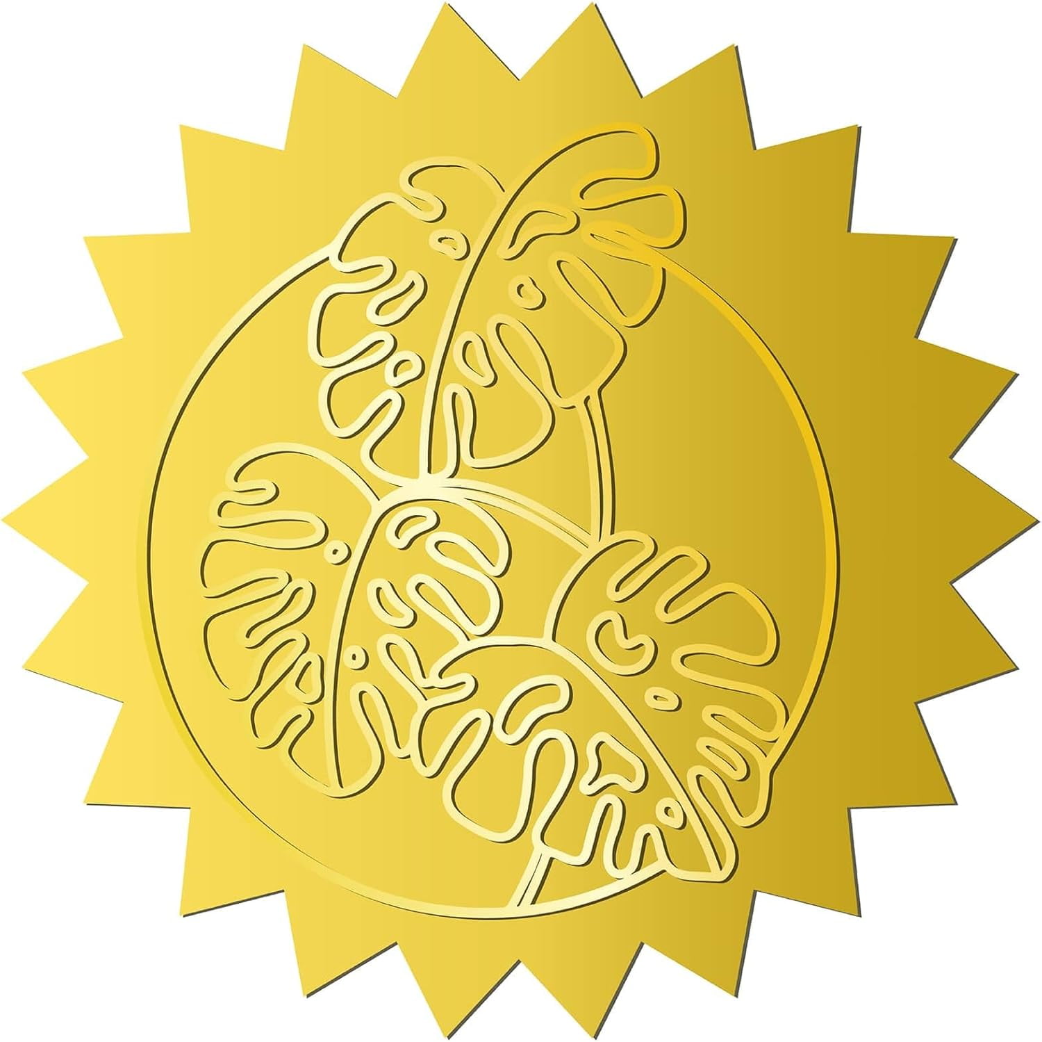 144Pcs Palm Leaves Gold Foil Embossed Stickers 2" Leaf Self Adhesive ...