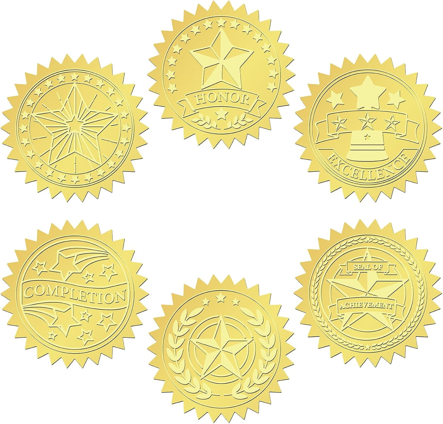 144Pcs Silver Foil Embossed Stickers 2 Inch Star Self Adhesive ...