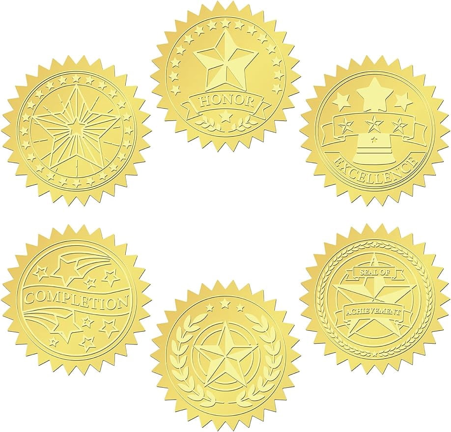 144Pcs Silver Foil Embossed Stickers 2 Inch Star Self Adhesive ...