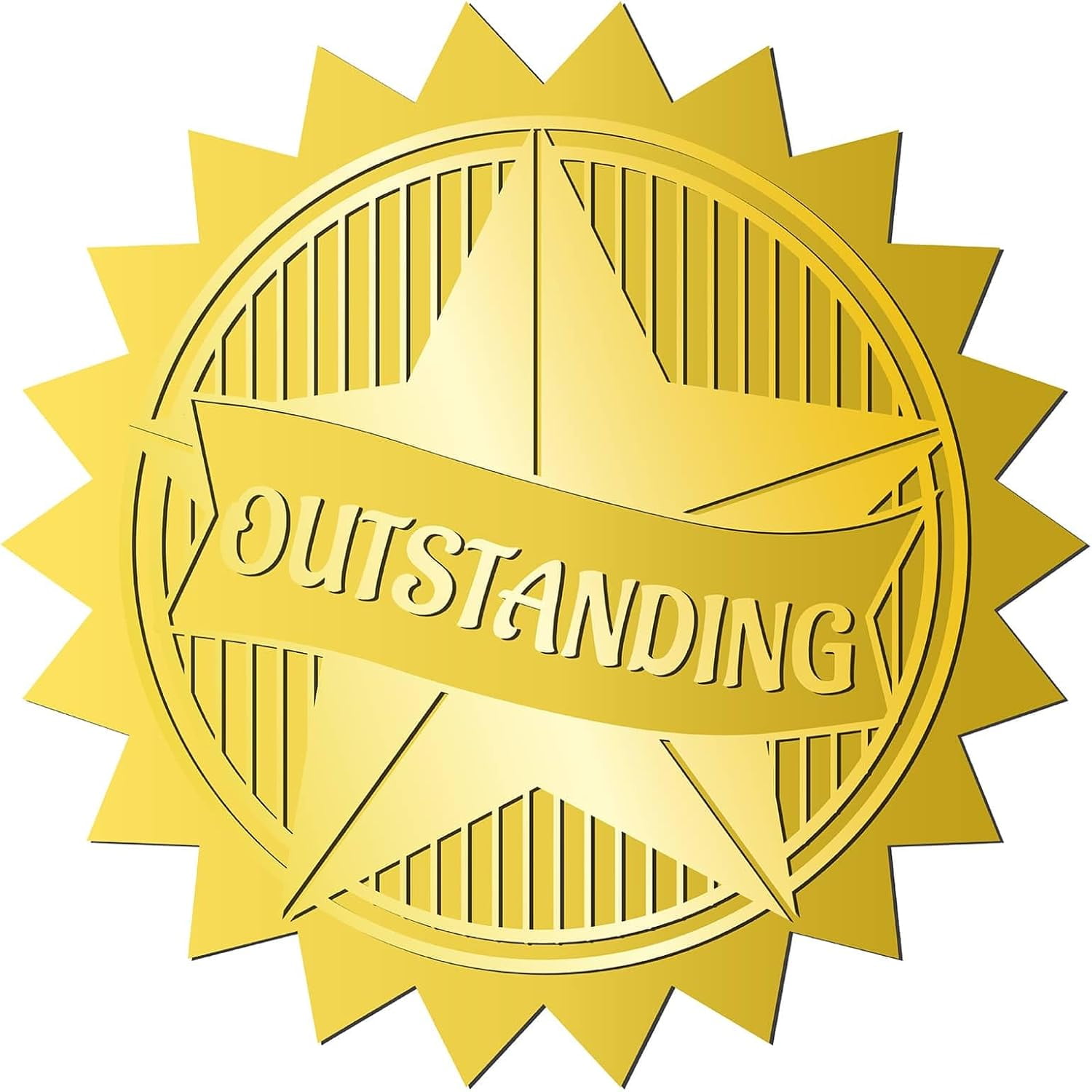 144Pcs Star Outstanding Gold Foil Embossed Stickers 2" Self Adhesive ...