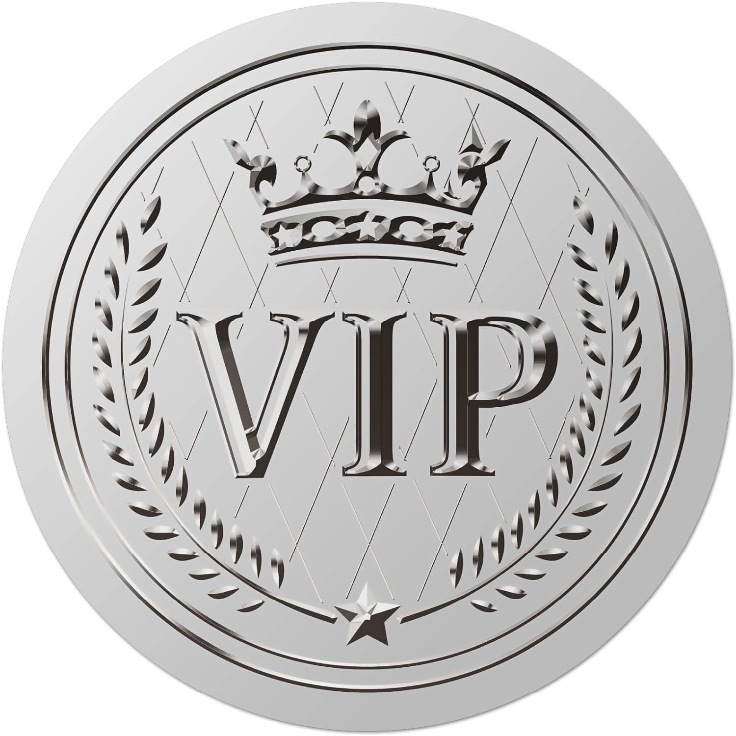 144Pcs VIP Crown Silver Foil Certificate Embossed Stickers 2" Vintage ...