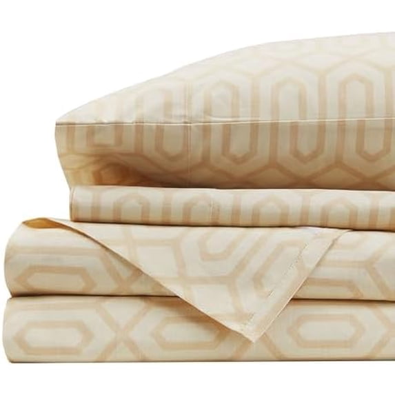 144TC Cotton Sheet Set Breathable, Lightweight, Soft with Elastic Deep ...